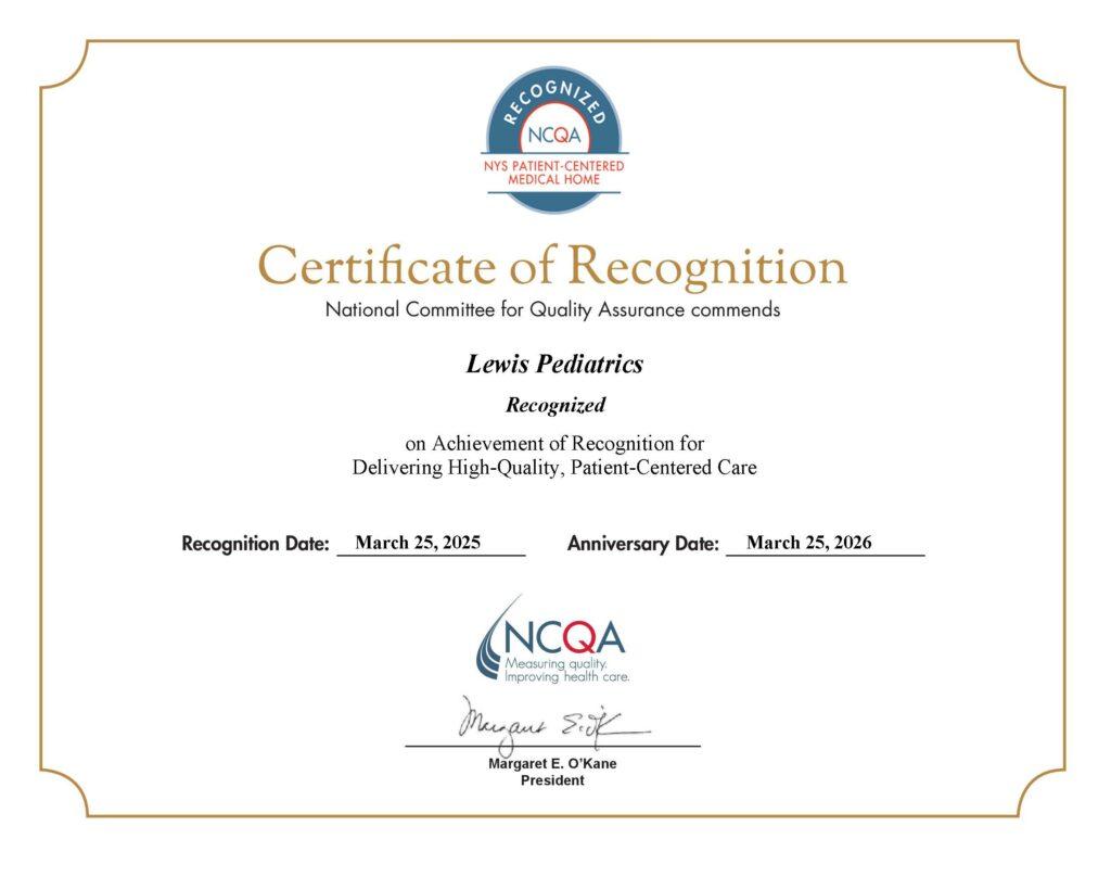 Patient Centered Medical Home Recertification - Lewis Pediatrics